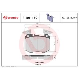 Brembo Bremsbelagsatz, Scheibenbremse vorne rechts links mit Ausgleichsgewichten für MERCEDES-BENZ 0004207902 A0004208000 0004206502 P 50 159