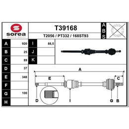 EAI Antriebswelle vorne rechts 100mm f&uuml;r PEUGEOT CITRO&Euml;N/PEUGEOT CITRO&Euml;N 3273LX 3273LW 3273RT T39168