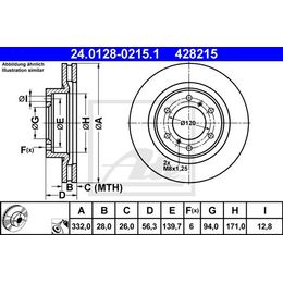 ATE Bremsensatz-Vorderachse SG000008A7 Bremsensatz, Scheibenbremse vorne rechts links bel&uuml;ftet 332mm f&uuml;r MITSUBISHI LEXUS TOYOTA 04465-0K090 04465-352