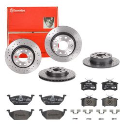 Brembo Bremsensatz-Vorn und hinten Bremsensatz, Scheibenbremse vorne rechts links Gelocht 253mm für SKODA VW BRILLIANCE SEAT PEUGEOT (FAW) (SVW) RELY