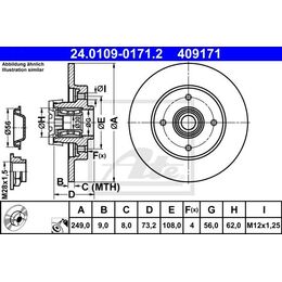 ATE Bremsensatz-Hinterachse Standard Disc / Ceramic IJZJSGK9Z0 Bremsensatz, Scheibenbremse hinten rechts links voll 249mm f&uuml;r RENAULT PEUGEOT CITRO&Euml;N