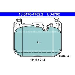 ATE Bremsbelagsatz, Scheibenbremse vorne rechts links f&uuml;r MINI BMW 34106889266 34106860020 34106884224 13.0470-4702.2