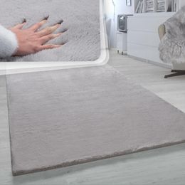 Fellteppich Paco Home "Rabbit 780", grau, B:140cm H:26mm L:200cm, Polyester, Teppiche, Fellteppich, Kunstfell, Kaninchenfell-Haptik, ein echter Kuschelteppich, Uni-Farben