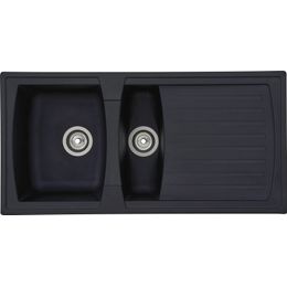Einbauspüle respekta, schwarz, B:100cm H:20cm T:50cm, Verbundwerkstoff, Küchenspülen
