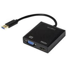 LogiLink UA0234 USB / VGA / HDMI Adapter [1x USB 3.2 Gen 1 Stecker A (USB 3.0) - 1x VGA-Buchse, HDMI-Buchse] Schwarz 10.00 cm