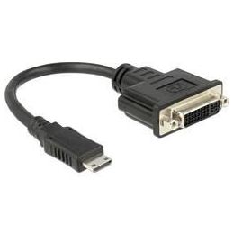 Delock 65564 HDMI / DVI Adapter [1x HDMI-Stecker C Mini - 1x DVI-Buchse 24+5pol.] Schwarz 20.00 cm
