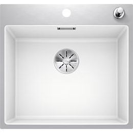 Blanco SUBLINE 500-IF/ASteelFrame Spüle 524112 54,3 x 51 cm, PuraDur weiß, Einbau von oben, mit Zugknopffernbedienung
