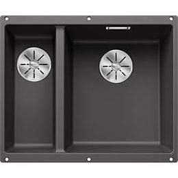 Blanco Subline 340/160-u Spüle 523559 55,5x46cm, PuraDur felsgrau, rechts, für Unterbau