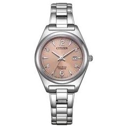 Solaruhr Citizen, silber (titansilberfarben, moccafarben), Armbanduhren, Damen, Armbanduhr, Damenuhr, Titan, Datum, Saphirglas