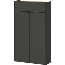 Schuhschrank Germania "Ameca, hängend & stehend montierbar", braun (graphit, navarra, eiche, nachbildung), B:56cm H:97cm T:22cm, Spanplatte, Schränke, mit Soft-Close, Platz für bis zu 10 Paar Schuhe, Made in Germany