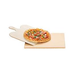 Rommelsbacher Pizzastein / Brotbackstein-Set PS 16 beige, 35 x 35cm, mit Holzschaufel