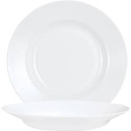 Arcoroc Everyday Uni tiefer Teller 22,5 cm aus gehärtetem Glas, Blanc, bruchsicher & spülmaschinenfest, 6 Stück