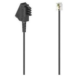 hama 00201146 Telefonkabel, TAE-F-Stecker - Modular-Stecker 6p4c, 3 m, Schwarz