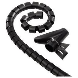 hama 00220998 Flexibler Spiral-Kabelschlauch, universal, 25 mm, 2 m, Schwarz