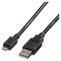 ROLINE USB 2.0 Kabel, USB A ST - Micro USB B ST, schwarz, 3 m