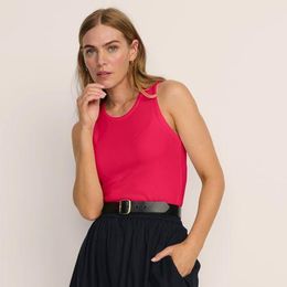 LANDS' END &Auml;rmelloses, geripptes Top, Damen,  Pink, Elasthan/Viskose/Viskose-Mischung, by Lands' End