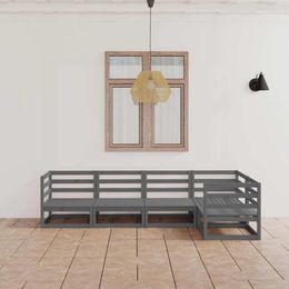 vidaXL 5-tlg. Garten-Lounge-Set Grau Massivholz Kiefer