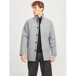 Jack & Jones Wolljacke JACK & JONES "JJEHARRISON WOOL JACKET SN", Herren, Gr. L, grau (light grau melange), Web, Obermaterial: 55% Polyester, 40% Wolle, 5% sonstige Fasern, meliert, Modisch, normal, Rippbündchen mit Gummizug, Jacken