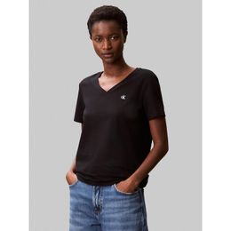 Calvin Klein Jeans Damen T-Shirt &raquo;Archive Jersey Vnk Tee EU&laquo; Mit V-Ausschnitt schwarz XS (36)