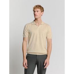 NO EXCESS T-Shirt »Kurzarm Poloshirt« Sand M M Short sleeve polo in linen melange is lightweight