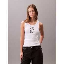 Calvin Klein Jeans Damen Tanktop &raquo;SL COTTON RIB SOLID TANK&laquo; Mit tiefem Rundhalsausschnitt wei&szlig; XL (44)