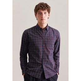 Seidensticker Businesshemd »Schwarze Rose« Regular Langarm Button-Down-Kragen Karo dunkelblau 3XL (48( - normale Ärmellängen normale Ärmellängen...
