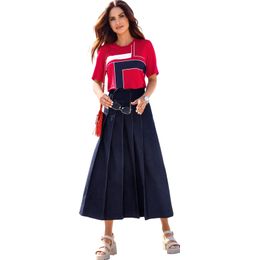CR&Eacute;ATION L Damen Jeansrock in Bahnenform mit Falten dark blue Gr&ouml;&szlig;e 40