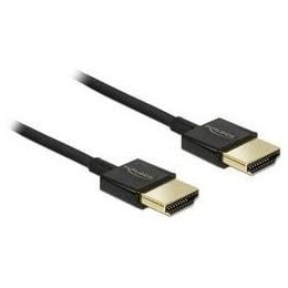 Delock HDMI Anschlusskabel HDMI-A Stecker 2 m Schwarz 84773 vergoldete Steckkontakte, 4K UHD, verdrillt, dreifach geschirmt HDMI-Kabel