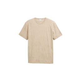 Tom Tailor Herren Jacquard T-Shirt mit Palmen-Motiv, braun, Palmenprint, Gr. XXL
