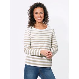 WITT Damen Ringelshirt mit Rundhals-Ausschnitt, sesam-ecru-geringelt, Größe 36