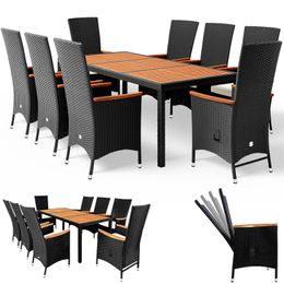 Casaria Polyrattan Garten-Sitzgruppe Rio 9-tlg Schwarz