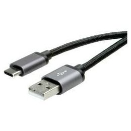 ROLINE USB 2.0 Kabel, Typ C - Typ A, ST/ST, schwarz, 0,8 m