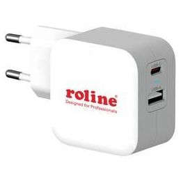 ROLINE USB Charger mit Euro-Stecker, 2 Port (Typ-A QC3.0, Typ-C PD), 38W