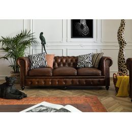 Sofa 3-Sitzer Echtleder 216x82x75 braun CHESTERFIELD #103