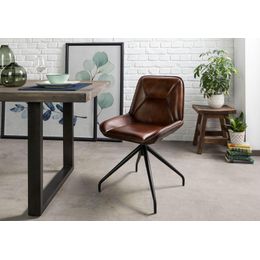 Stuhl Echtleder 49x56x83 braun IRON LABEL #108