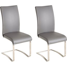 Freischwinger MCA furniture "Arco", grau (grau, edelstahl gebürstet), B:43cm H:103cm T:52cm, Stühle, 2er-, 4er-, 6er-Set, Stuhl belastbar bis 130 Kg