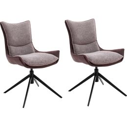 4-Fußstuhl MCA furniture "Kitami", braun (rostbraun, schwarz matt lackiert), B:57cm H:89cm T:66cm, Polyester, Stühle, Esszimmerstuhl drehbar 360 mit Nivellierung, Stoffbezug, bis 120 kg
