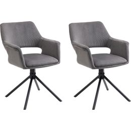 Esszimmerstuhl ByLiving "Elenore", grau (grau, schwarz), B:60cm H:84cm T:61cm, Polyester, Stühle, 360 Grad drehbar