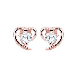 Elli Ohrringe 'Herz' Damen Größe One Size rosegold / weiß