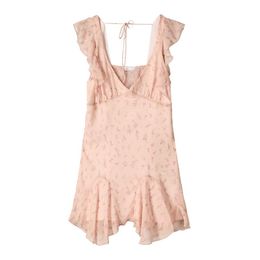 Bershka Kleid Damen Gr&ouml;&szlig;e 36 oliv / pink / altrosa