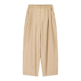 Bershka Pleat-Front Pants female Beige size S