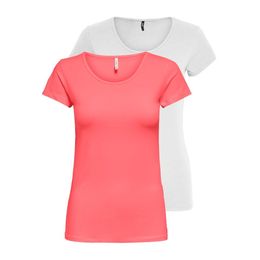Only T-Shirt 'ONLLIVE LOVE' Damen Gr&ouml;&szlig;e XS pink / wei&szlig;