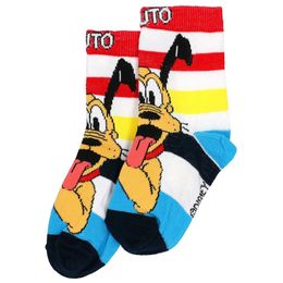 Disney Socken 'Mickey Mouse Pluto' M&auml;dchen Gr&ouml;&szlig;e 23/26 blau / gelb / feuerrot / schwarz