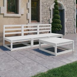 vidaXL 4-tlg. Garten-Lounge-Set Weiß Massivholz Kiefer