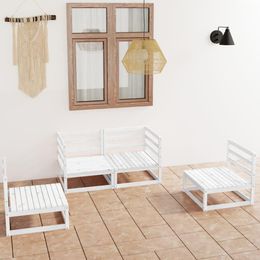 vidaXL 4-tlg. Garten-Lounge-Set Weiß Massivholz Kiefer