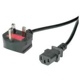 VALUE UK Netzkabel, gerade IEC-Buchse, 10A, schwarz, 1,95 m
