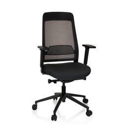 hjh OFFICE Profi B&uuml;rostuhl CHIARO T1 BLACK Stoff / Netzstoff mit Armlehnen (h&ouml;henverstellbar)