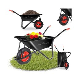 MAXCRAFT Schubkarre / Bauschubkarre Luftbereifung 250 kg 100 L Schwarz / Rot - Black Edition
