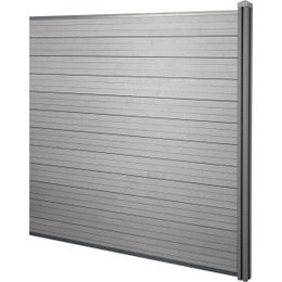 Mendler WPC-Sichtschutz Sarthe, Windschutz Zaun, WPC-Pfosten Erweiterungselement, 1,88m grau