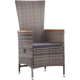 vidaXL Gartenstühle 2 Stk. mit Auflagen Poly Rattan Grau